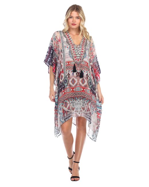 La Moda Clothing Elsa Short Kaftan in Red | Lyst