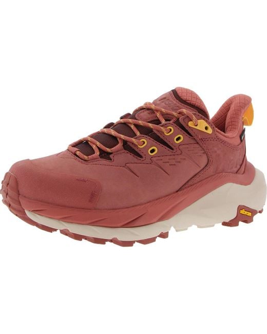 Hoka One One Kaha 2 Low Gtx Padded Insole Leather Hiking Shoes in Red ...