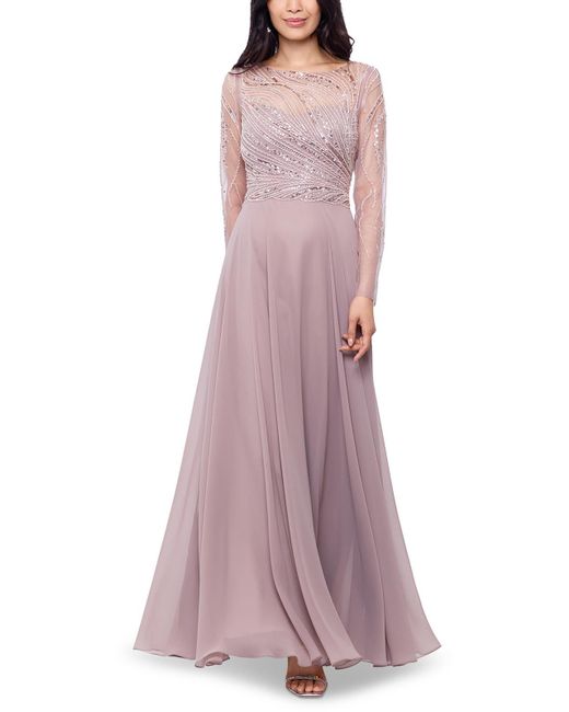 Xscape Sequined Chiffon Evening Dress in Purple | Lyst