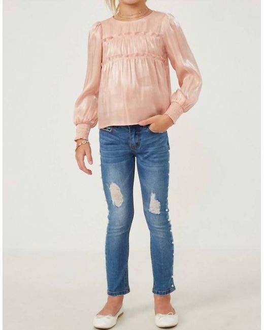 Hayden LA Girl Ruffled Smocked Top in Blue | Lyst
