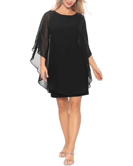 X by Xscape Chiffon Mini Sheath Dress in Black | Lyst