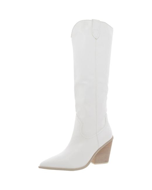Steve Madden Bronco Faux Leather Pointed Toe Knee-High Boots in White ...
