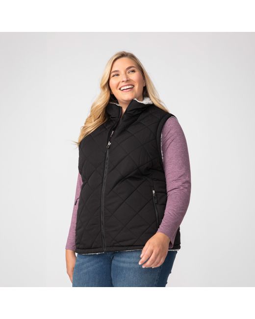 Free Country Plus Size Expedition Stratus Lite Reversible Vest in Black ...