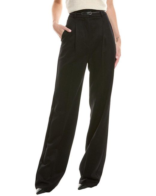 Max Mara Studio Perdoni Long Wool Trouser in Black | Lyst