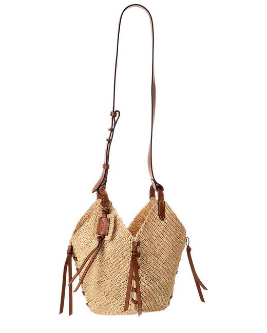 Isabel Marant Tampa Mini Raffia & Leather Hobo Bag in Natural | Lyst