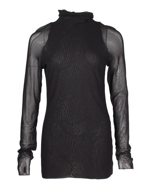 Max Mara Leisure Vales Sheer Turtleneck Top in Black | Lyst