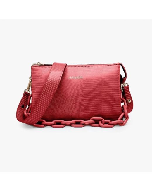 Jen & Co. Izzy Lizard Crossbody Bag With Chain Strap in Red | Lyst