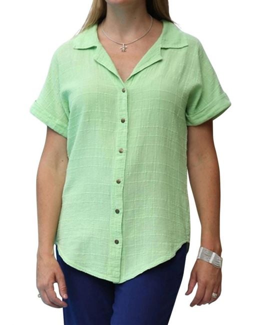 Ezze Wear Ronnie Dotty Gauze Cotton Snap Shirt in Green | Lyst