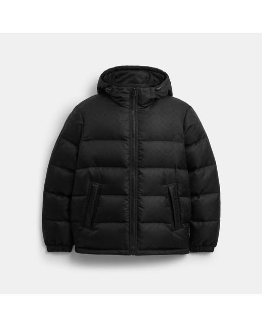 COACH Tonal Signature Down Jacket in Black for Men | Lyst