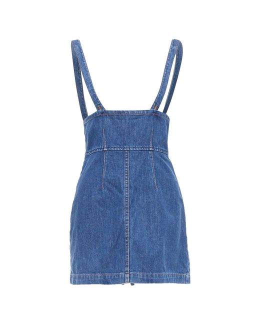 Reformation Corset Washed Denim Back Zip Dungaree Dress in Blue | Lyst