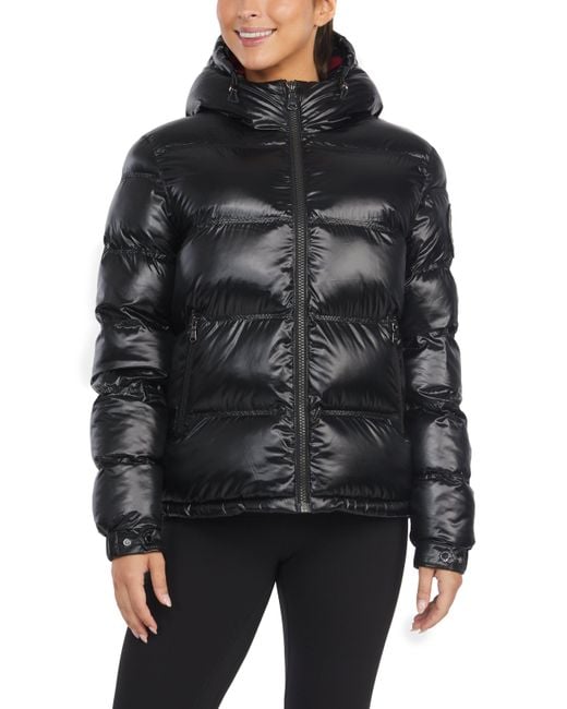 Pajar Steph Channel Quilted Short Puffer Fixed Hood in Black | Lyst