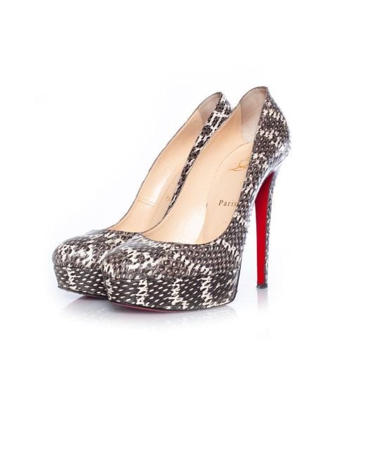 Christian Louboutin Bianca Python Platform Pumps in Black | Lyst