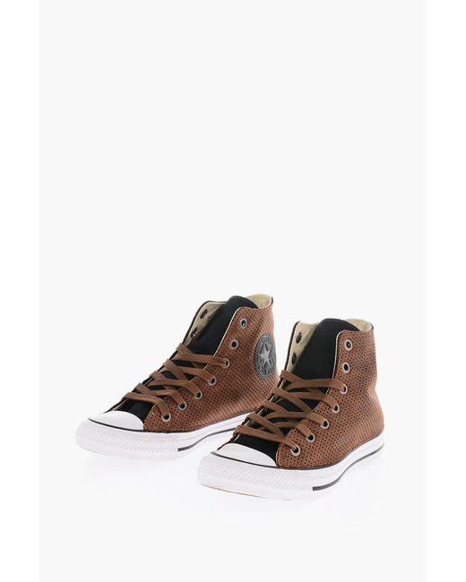 Converse All Star Chuck Taylor Perforated Faux Leather High Sneakers in ...