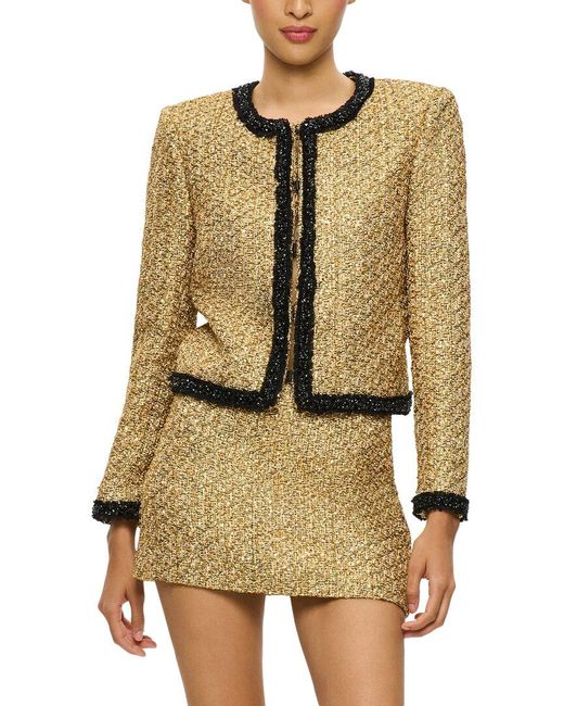 Alice + Olivia Landon Box Jacket in Natural | Lyst
