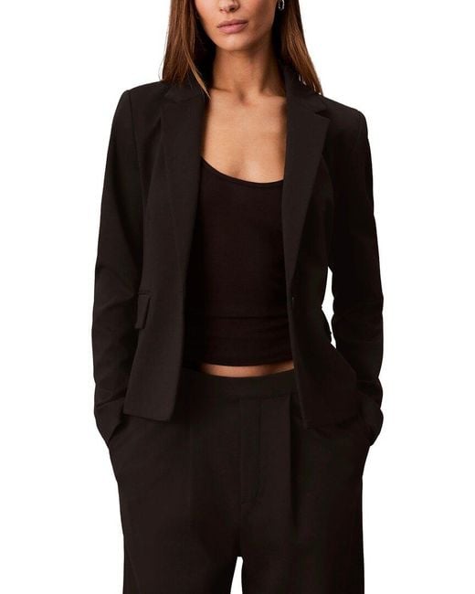 Calvin Klein Ponte Slim Blazer in Black | Lyst