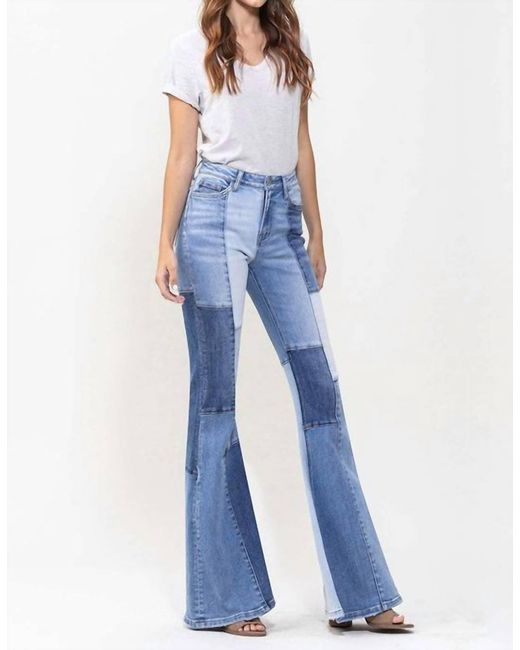 Flying Monkey Daisy High Rise Flare in Blue | Lyst