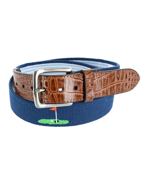 Greg Norman Fabric Golf Belt With Croco Tabs in Blue for Men | Lyst