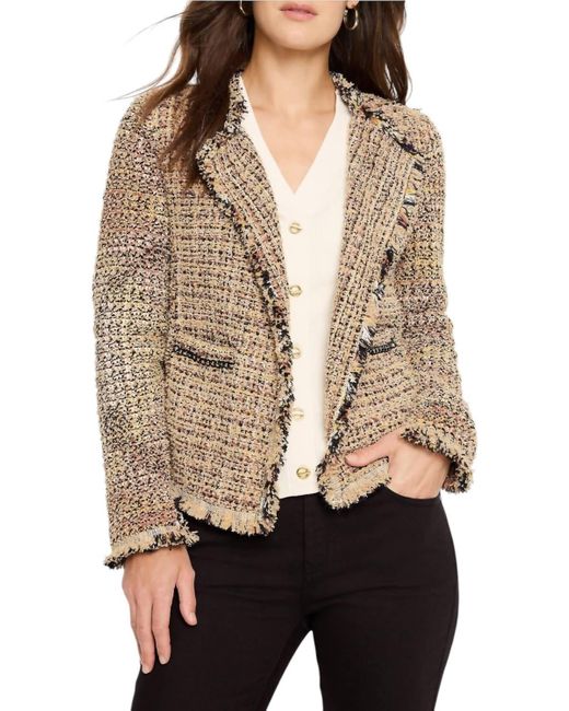 NIC+ZOE Chain Trim Fringe Mix Knit- Sweater in Natural | Lyst