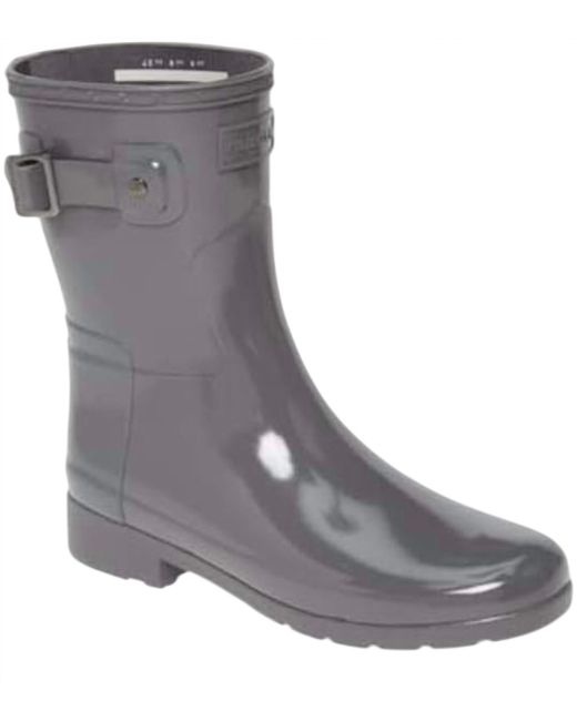 HUNTER Original Refined Short Gloss Rain Boot in Gray | Lyst