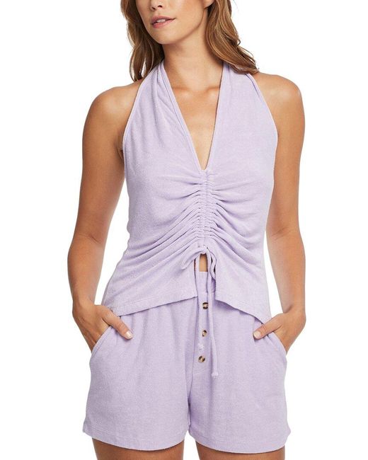 Chaser Brand Terry Tie-front Tank in Purple | Lyst