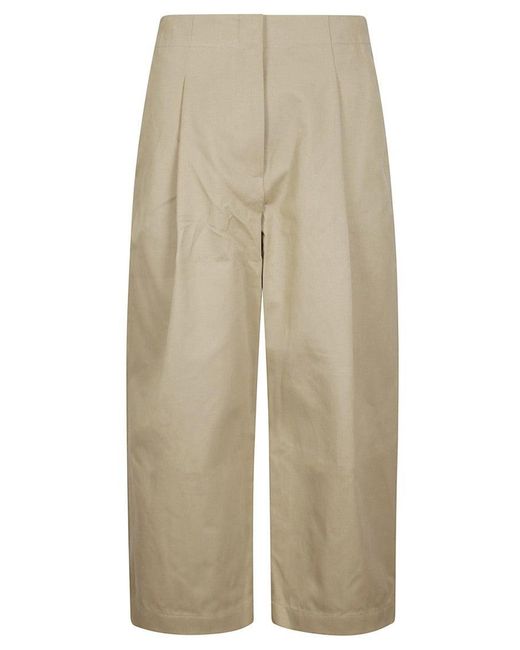 Studio Nicholson Deep Pleat Volume Ankle Crop Pants in Natural | Lyst