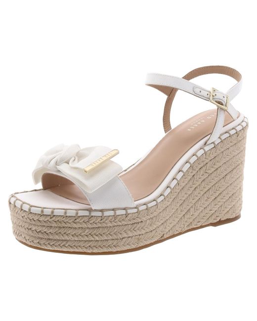 Ted Baker Gia Ankle Strap Square Toe Wedge Sandals in Natural | Lyst