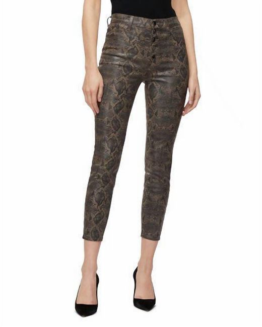 J Brand Lillie High Rise Snake Print Skinny Coated Crop Jeans in Black ...