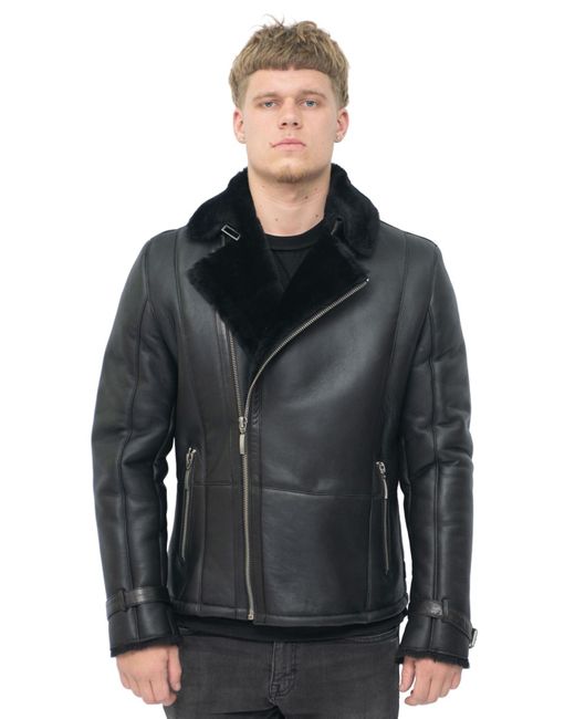 Infinity Leather Double Breasted Sheepskin Biker Jacket-Manila in Black ...