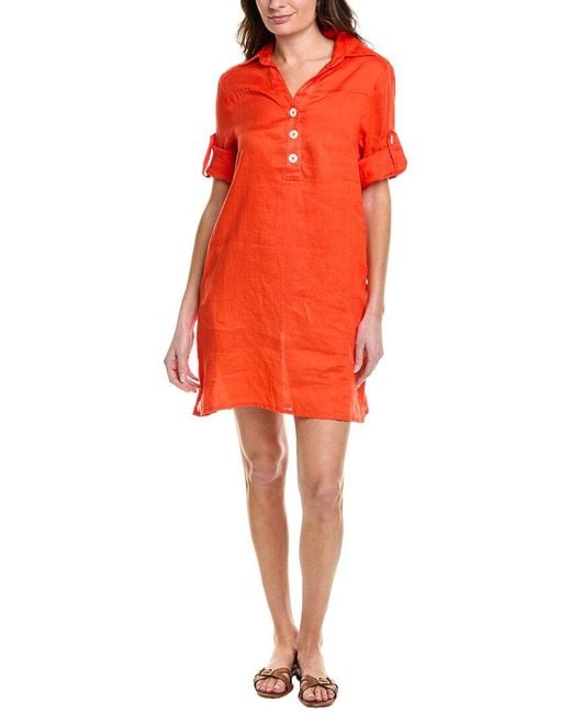 HIHO Sophie Linen Shift Dress in Red | Lyst