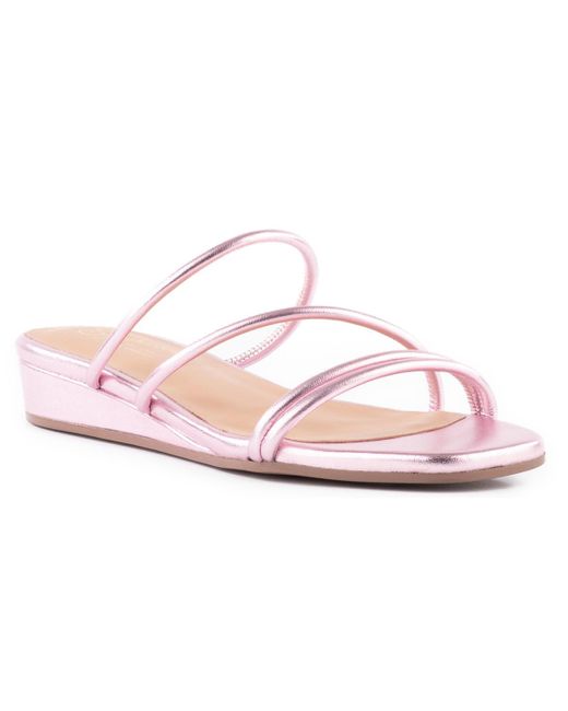 Seychelles Rock Candy Metallic Leather Slide Sandals in Pink | Lyst