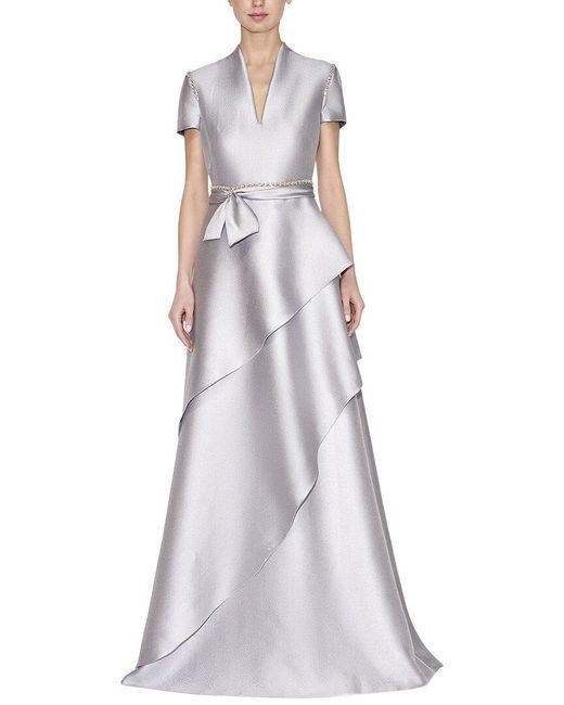 Reem Acra Ruffle Skirt Kaftan in White | Lyst