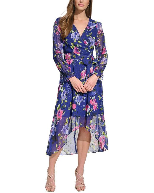 Jessica Howard Hi Low Metallic Maxi Dress in Blue | Lyst