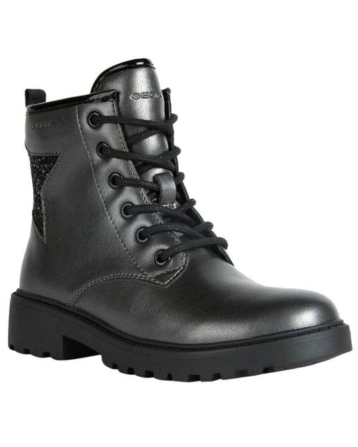 Geox Casey Star Leather Boot in Black | Lyst