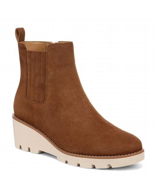 Vionic Aria Wedge Ankle Boot in Brown | Lyst