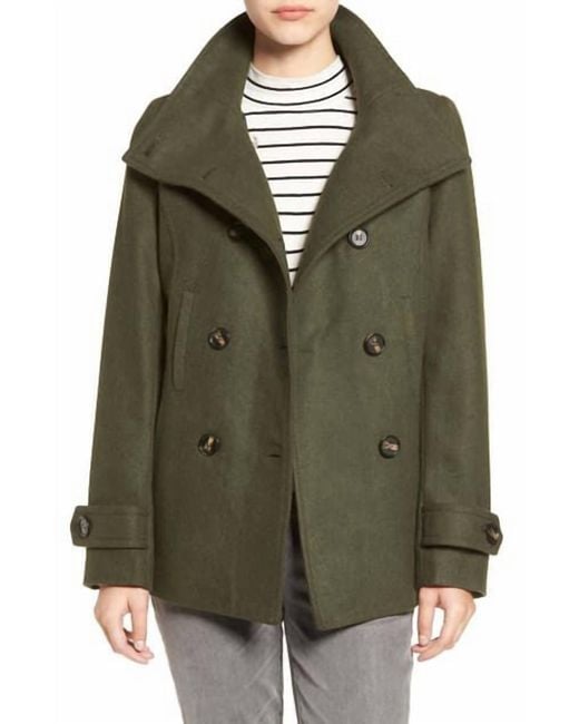 Thread & Supply Double Breasted Peacoat Hunter Jacket in Green | Lyst