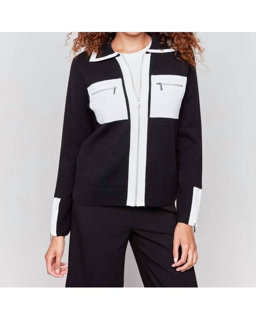 Charlie b Short Gutsy Knit Jacket in Black | Lyst