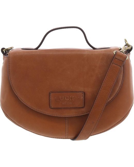 Lucky Brand Lynn Logo Leather Crossbody Handbag in Brown | Lyst