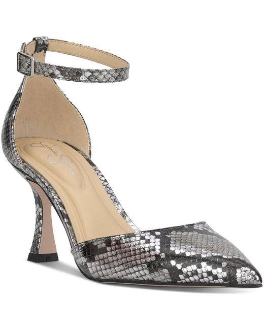 Jessica Simpson Snake Print Made Ankle Strap in Metallic | Lyst