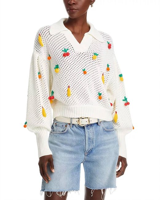 FARM Rio Crochet Fruit Top in White | Lyst