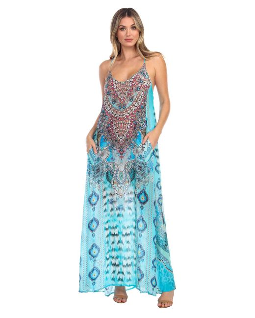 La Moda Clothing Storm T-Back Maxi Dress in Blue | Lyst