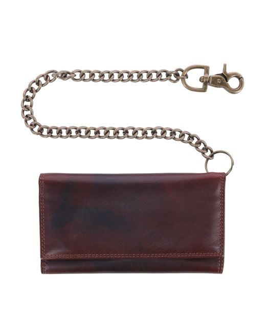 CTM Colorado Leather Rfid Long Trifold Chain Wallet in Red for Men | Lyst