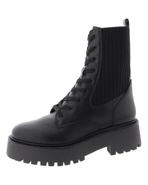 Sam Edelman Evina Zipper Block Heel Combat & Lace-Up Boots in Black | Lyst