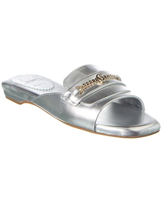 Christian Louboutin Miss Mj Leather Mule in Gray | Lyst