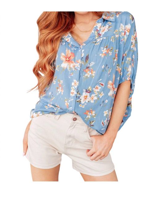Hayden LA Lanikai Floral Button Down Top in Blue | Lyst