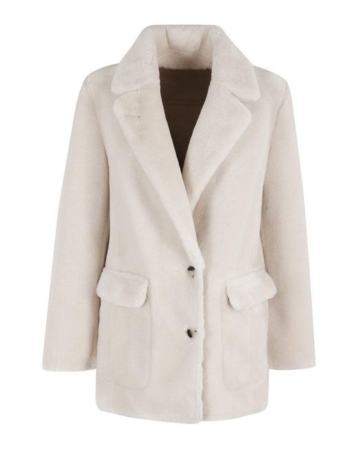 Urbancode Reversible Cream Faux Fur Short Coat in Natural | Lyst