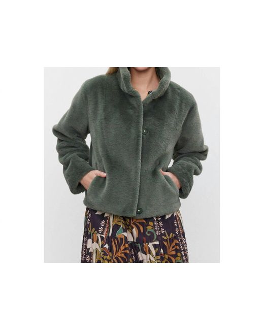 Velvet By Graham & Spencer Sheena Lux Faux Fur Jacket in Green | Lyst