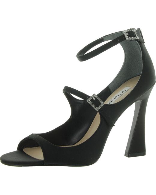 Nina Adjustable Open Toe Heels in Black | Lyst