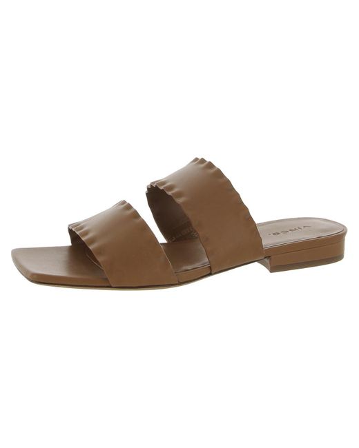 Vince Faux Leather Slip On Slide Sandals In Brown Lyst