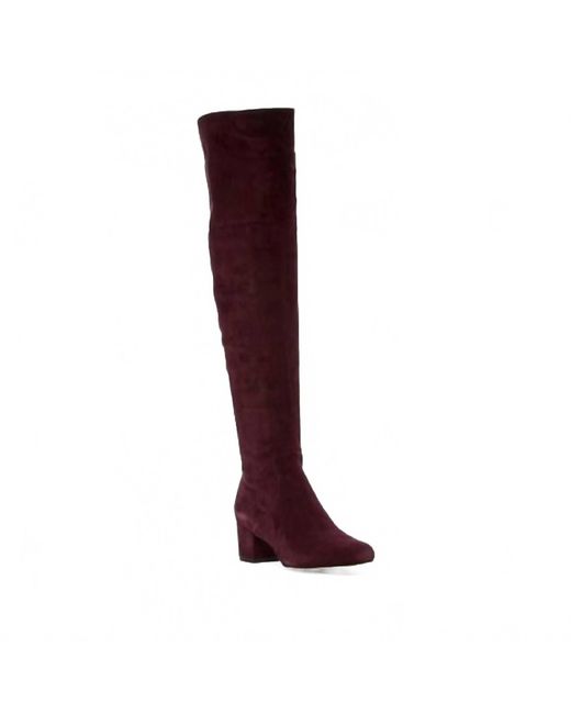 Sam Edelman Elina Suede Leather Over The Knee Boots in Red | Lyst