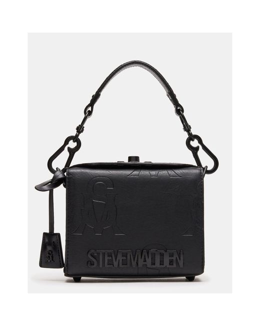 Steve Madden Structured Rectangular Logo Bag in Black | Lyst